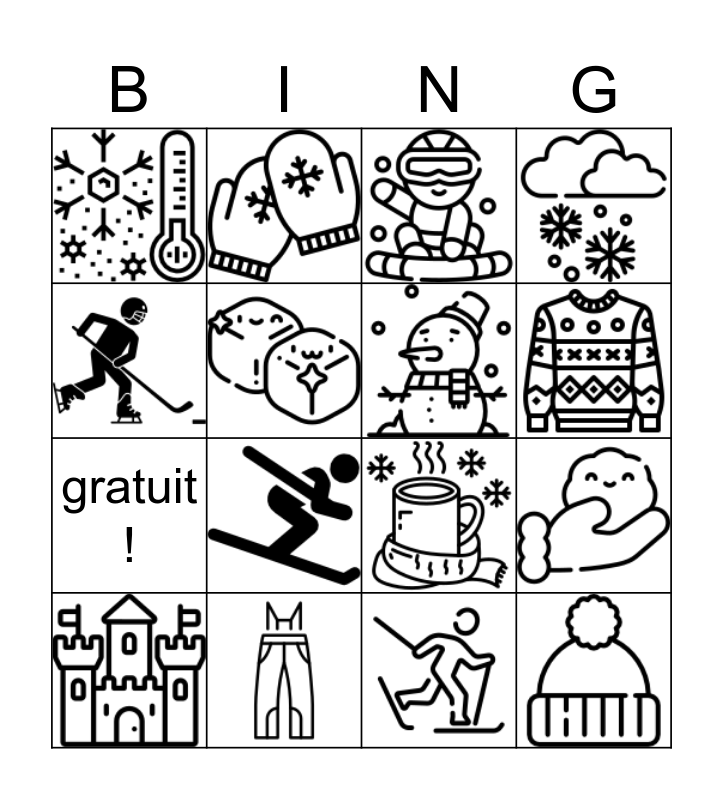 l'hiver Bingo Card