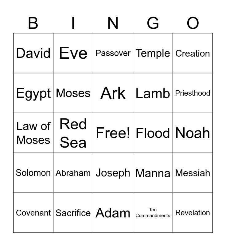 Old Testament Bingo Card