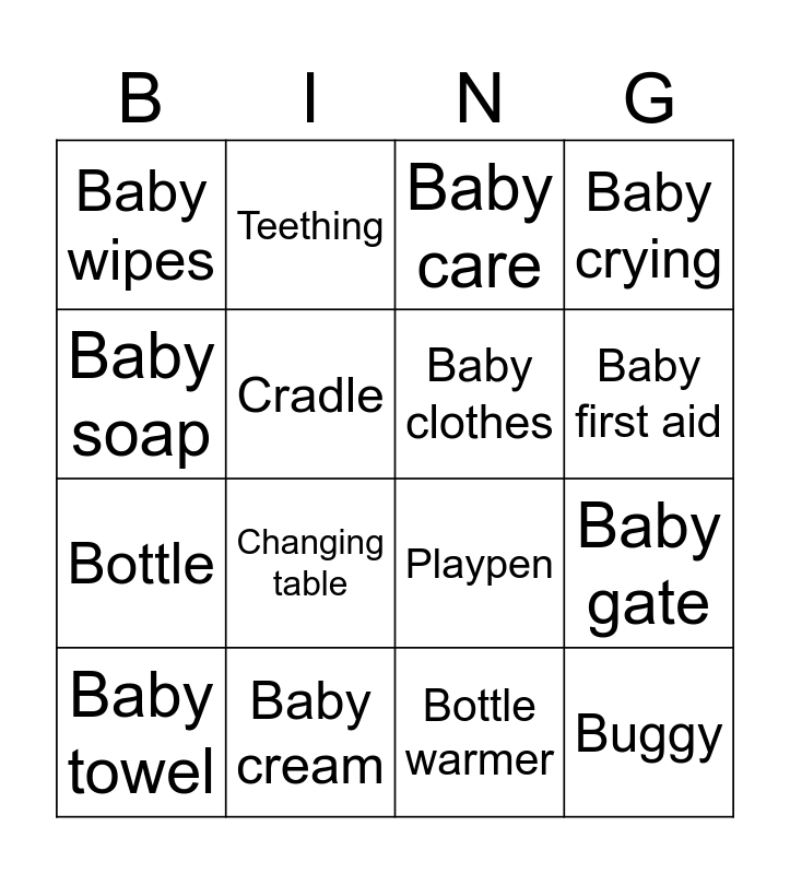 Baby Bingo Card