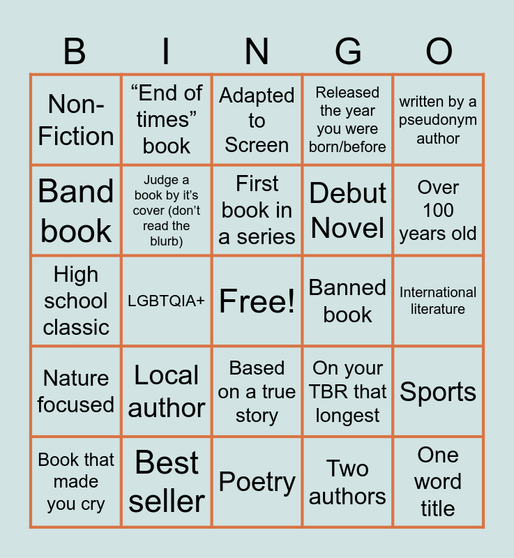 2026 BOOK BINGO Card