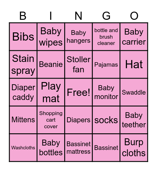 Baby Bingo Card