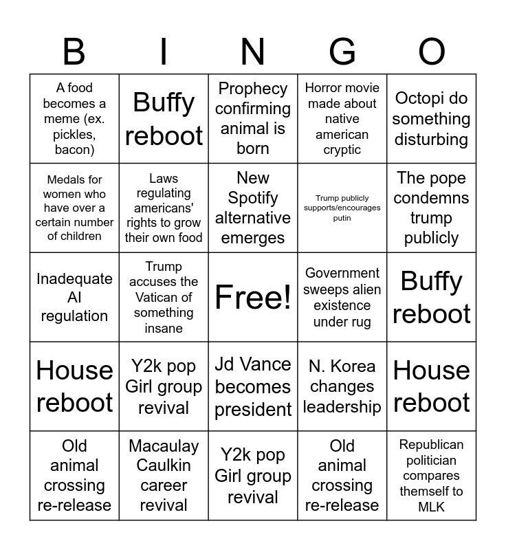 2026 bingo Card