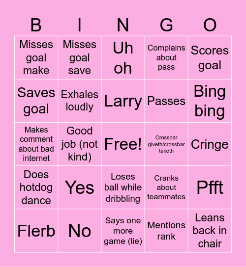 Boyfriend Bingo Card
