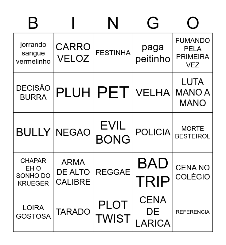 EVIL BONG Bingo Card