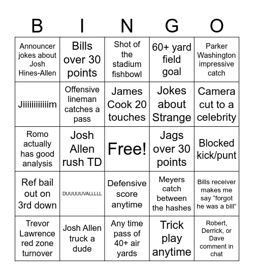Wild Card Bingo Card