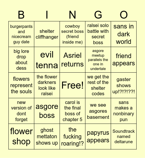 CHAPTER 5 Bingo Card