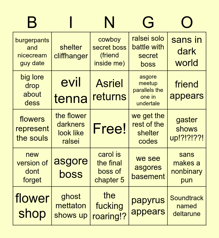 CHAPTER 5 Bingo Card