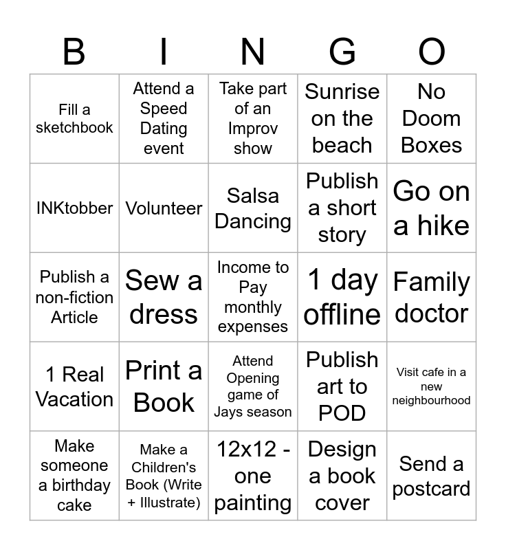2026 Bingo Card