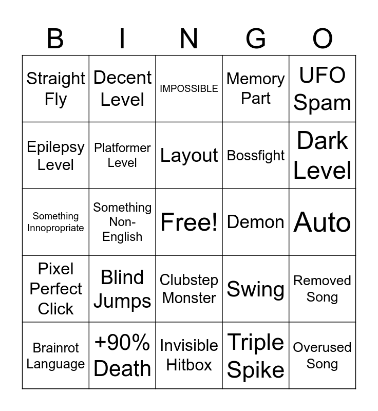 Recent Tab Bingo Card
