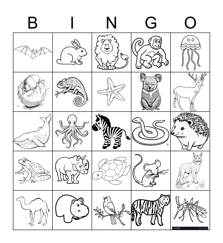 ANIMALS Bingo Card