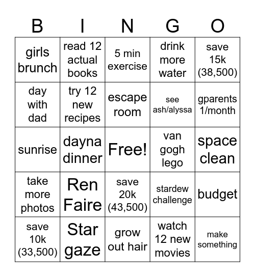 2026 Bingo Card