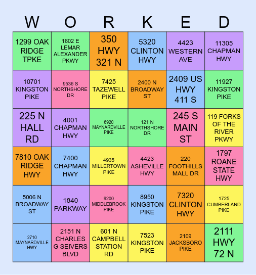 WALGREENS BINGO Card