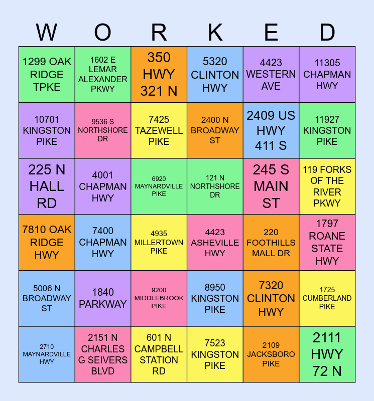 WALGREENS BINGO Card