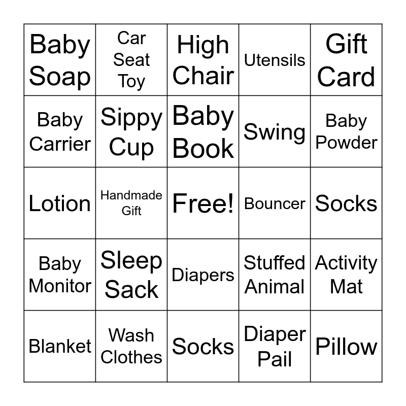 Gift Bingo Card