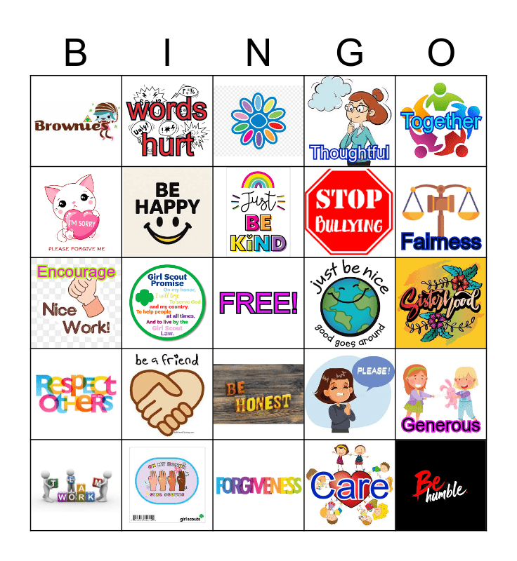 Sister To Every Girl Scout Bingo Card