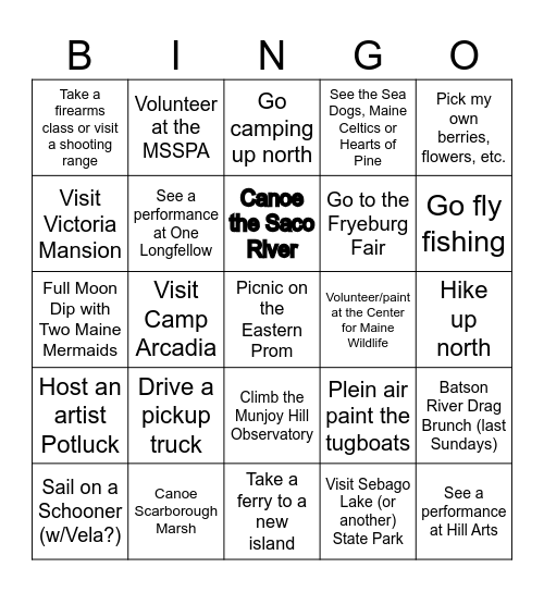 Full-Portland-Maine 2026 Bingo Card