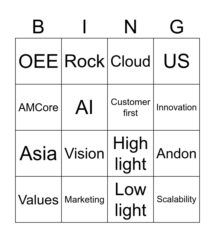 2026 Kickoff Bingo Card