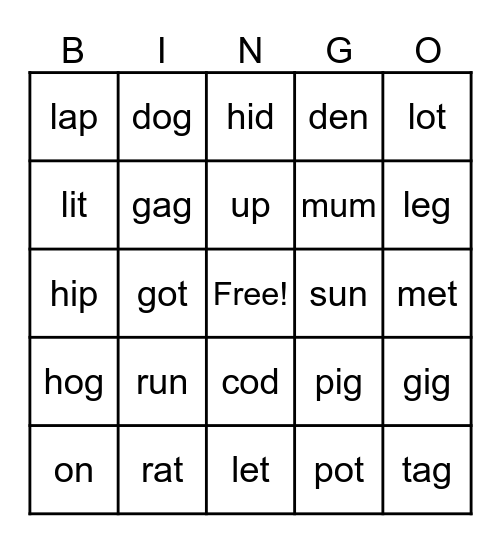 Step 1.1 L16-20 Bingo Card