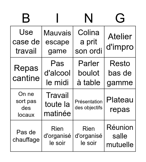 Team building de la lose Bingo Card