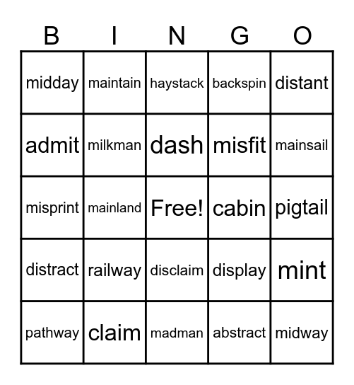 REWARDS Bingo Card