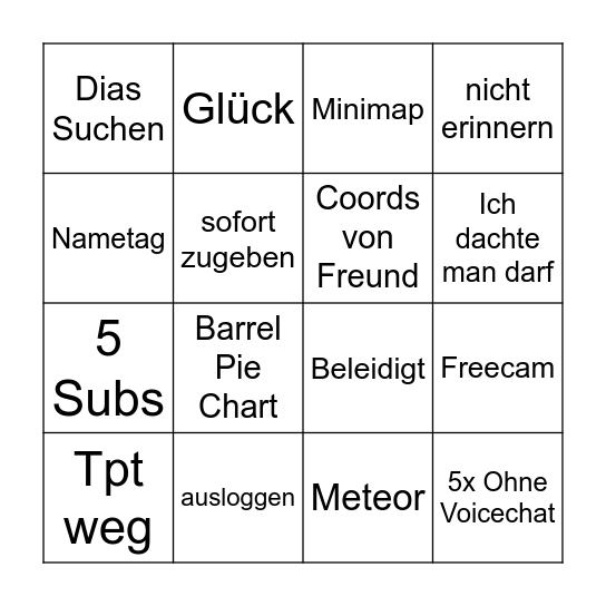 CHEATER BINGO Card