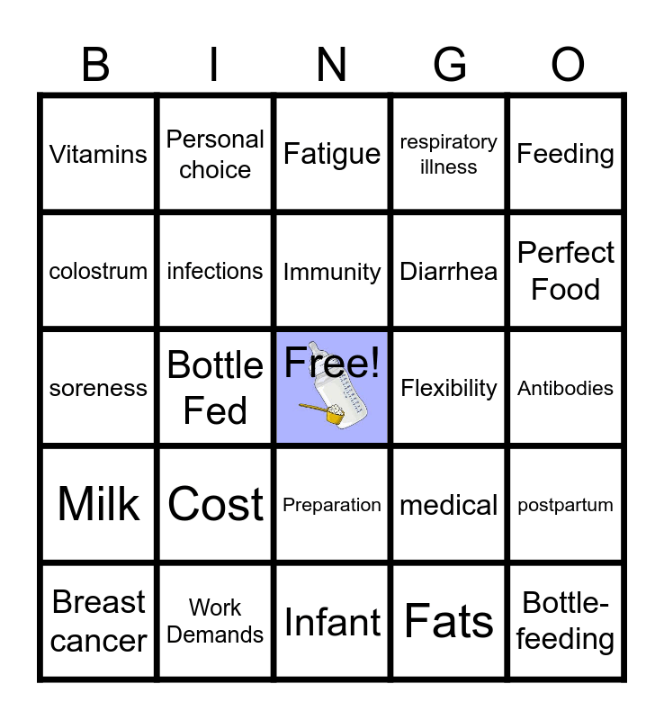 Baby's Gotta Eat Bingo Card