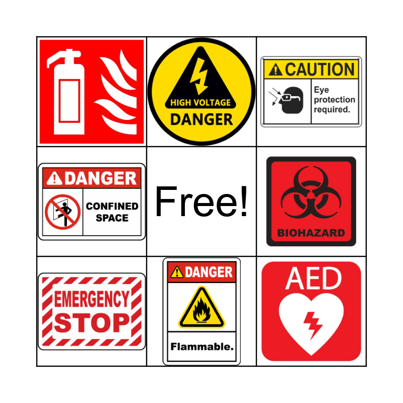 Safety Bingo Card