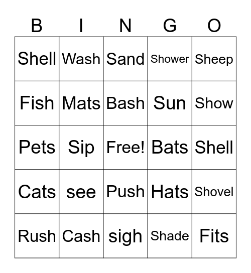 Speech Bingo Card