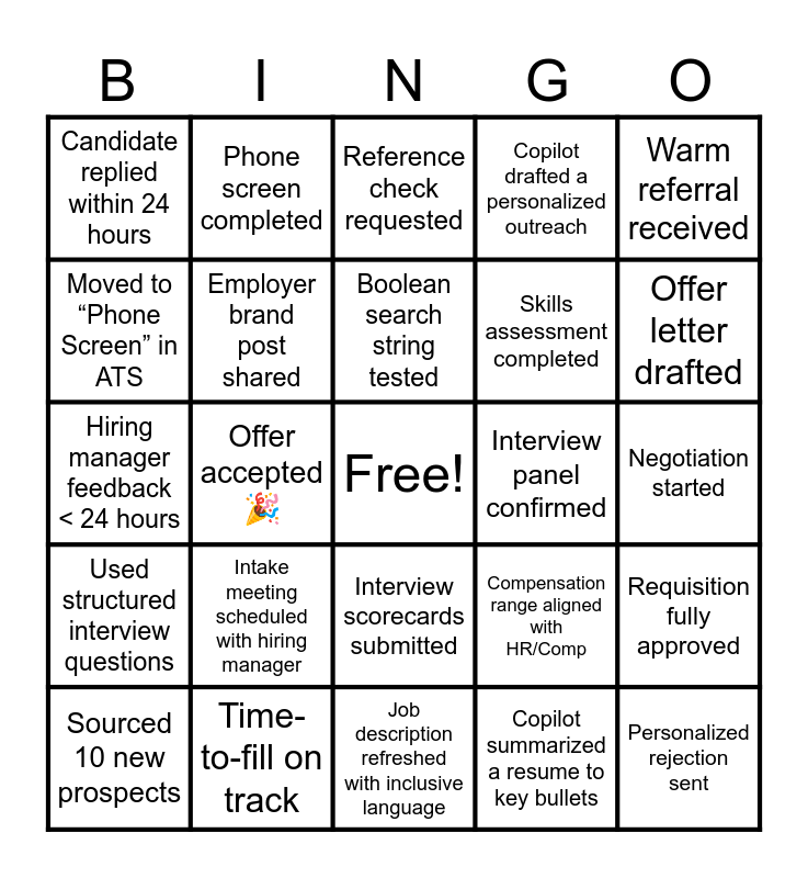 Recruiting Bingo — Full‑Cycle Edition Bingo Card