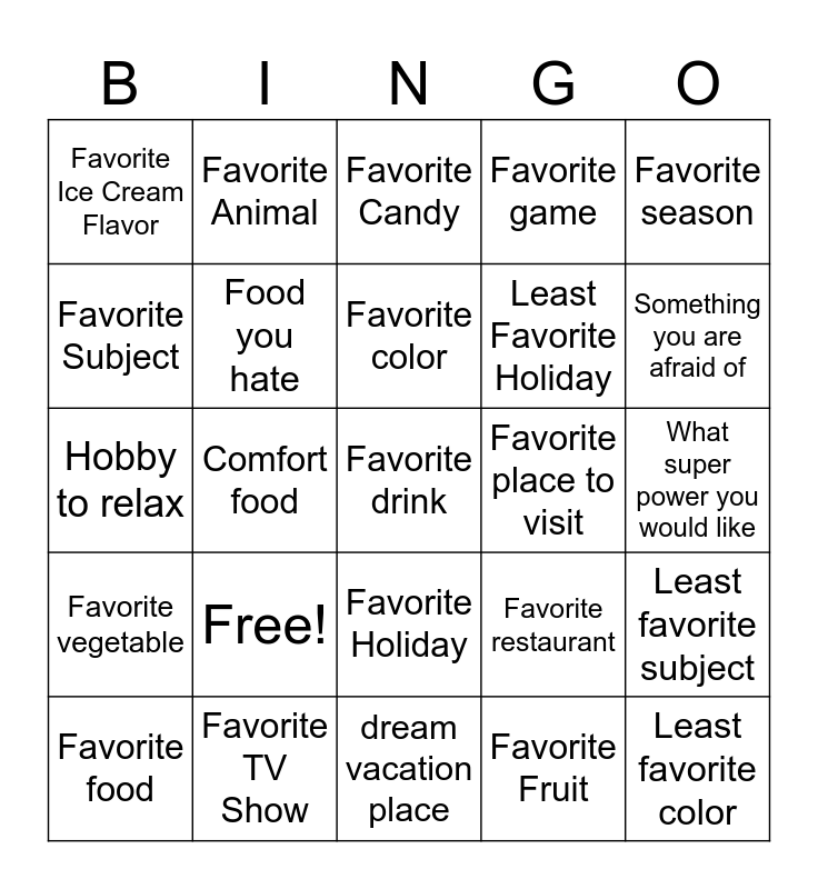 Untitled Bingo Card