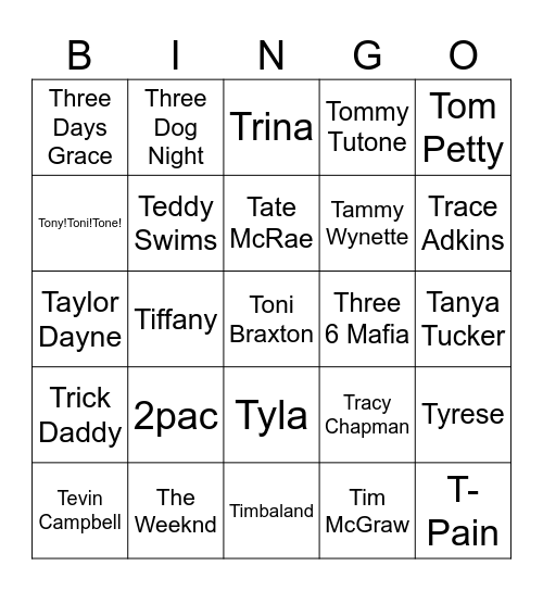 Flamingo Music Bingo: Game #1 Bingo Card