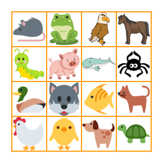 Animal Bingo Card