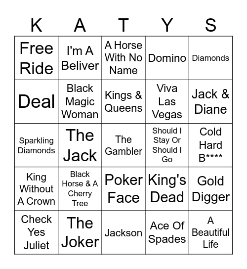 Kings, Queens & Wilds Bingo Card