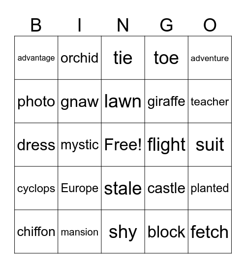 Spelling rules #2 Bingo Card