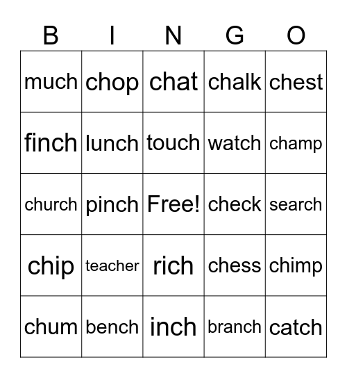 UFLI lesson # 48 Bingo Card