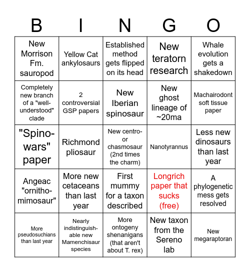 The Morrison Man's Paleo-Bingo 2026 Bingo Card