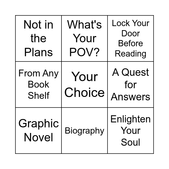 Tic-Tac-Toe Pick a Book Bingo Card