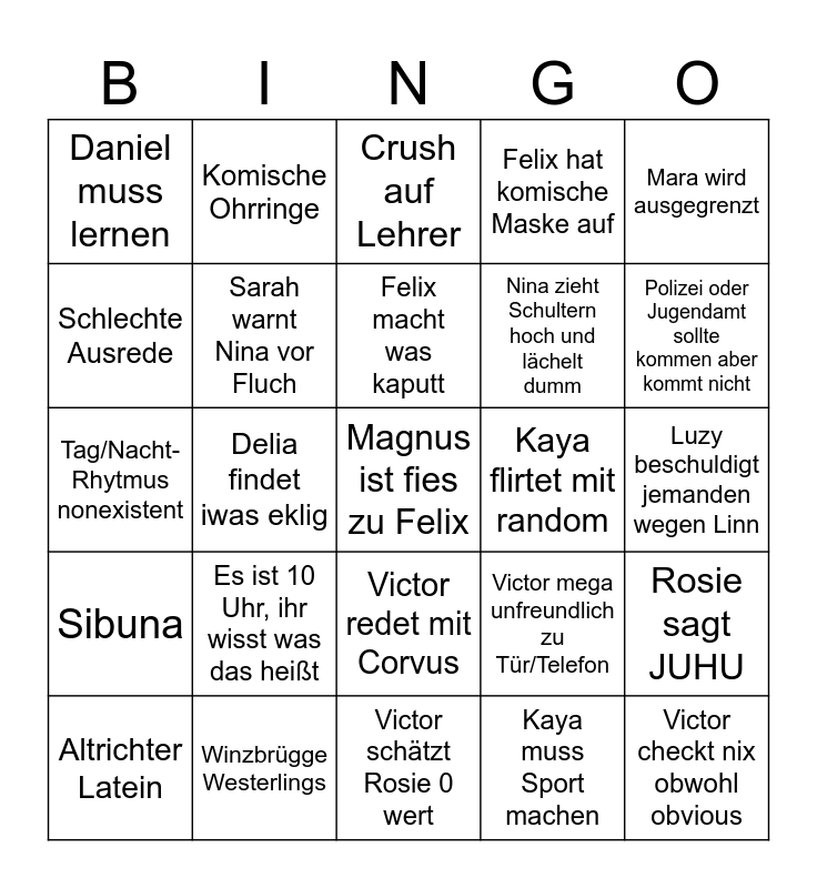Anubis S1 Bingo Card