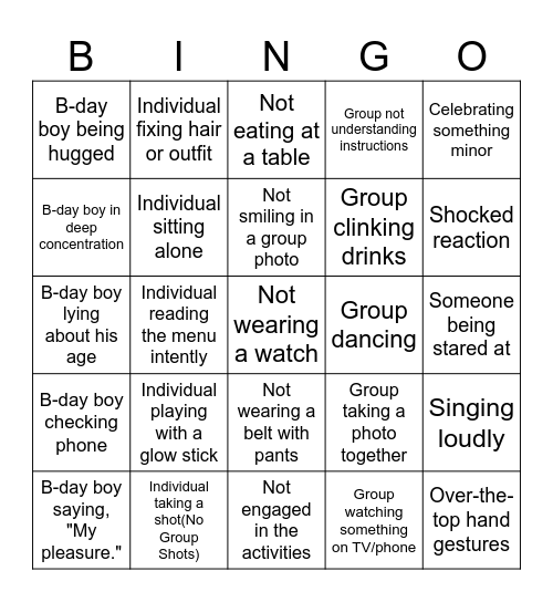 Birthday Bingo Card