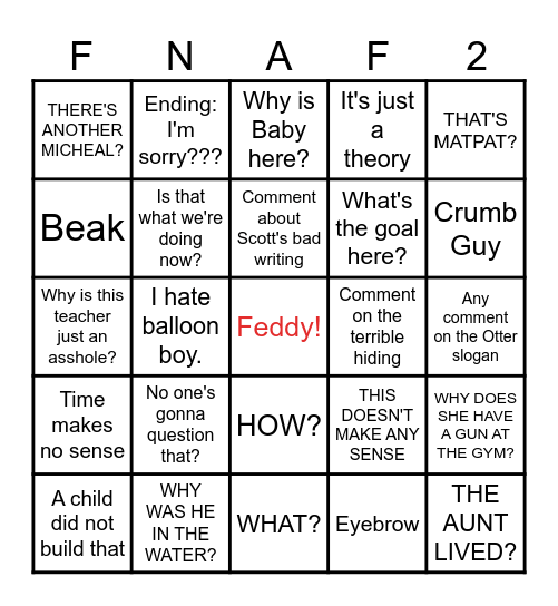 Fnaf 2 Bingo Card