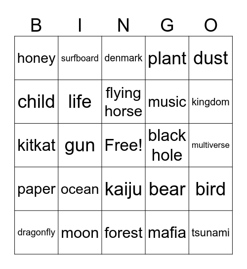 Infinite Craft Bingo Card