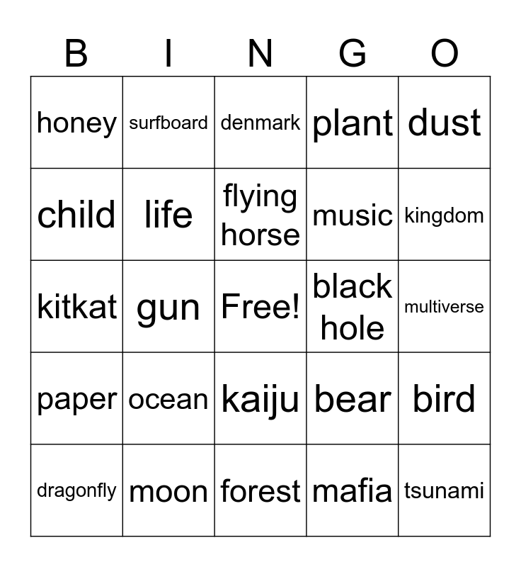 Infinite Craft Bingo Card