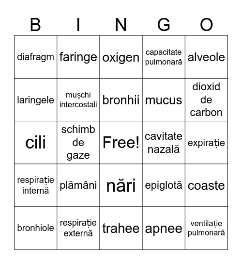 Respirația Bingo Card