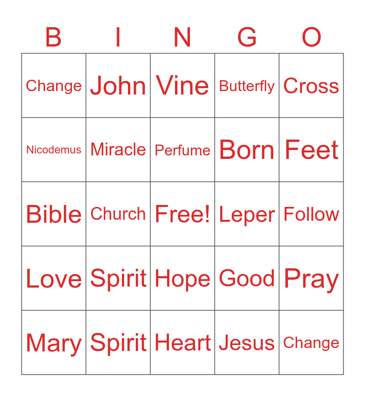 Bible Bingo Card