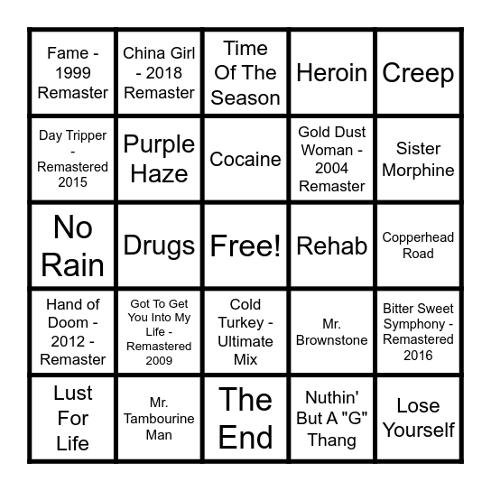 DRUGS Bingo Card