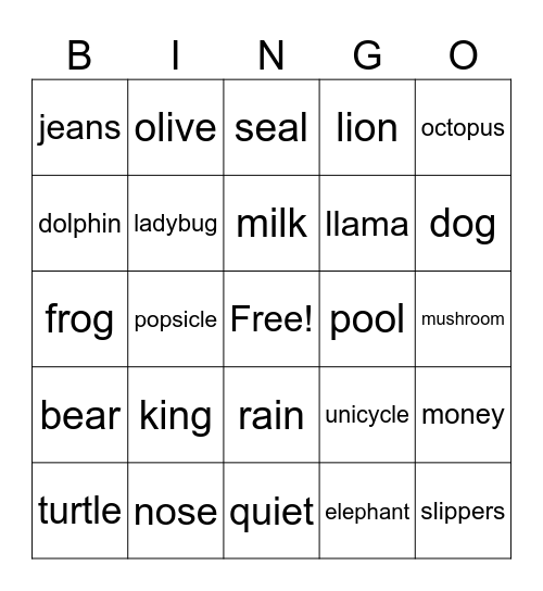 A-U Bingo Card