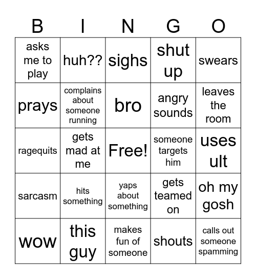 jjs Bingo Card