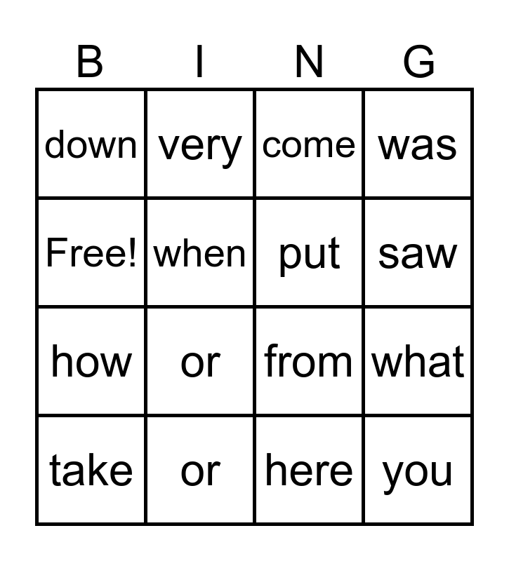 Red Word BINGO Card