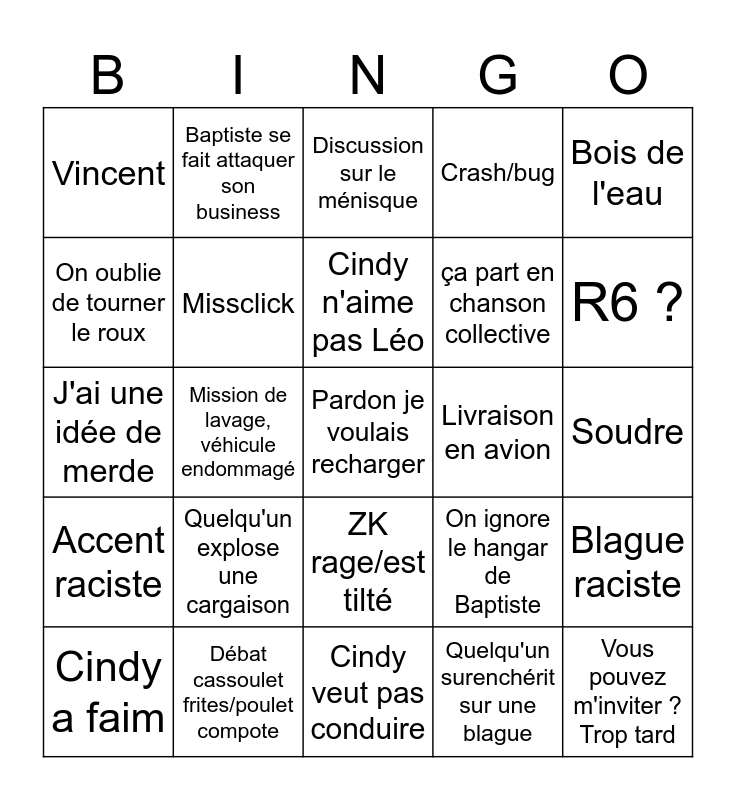 Bingo vocal gta Bingo Card