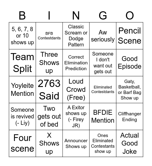 TPOT 21 I guess Bingo Card